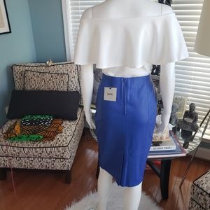 ASOS | Skirts | Asos Blue Faux Leather Pencil Skirt | Poshmark
